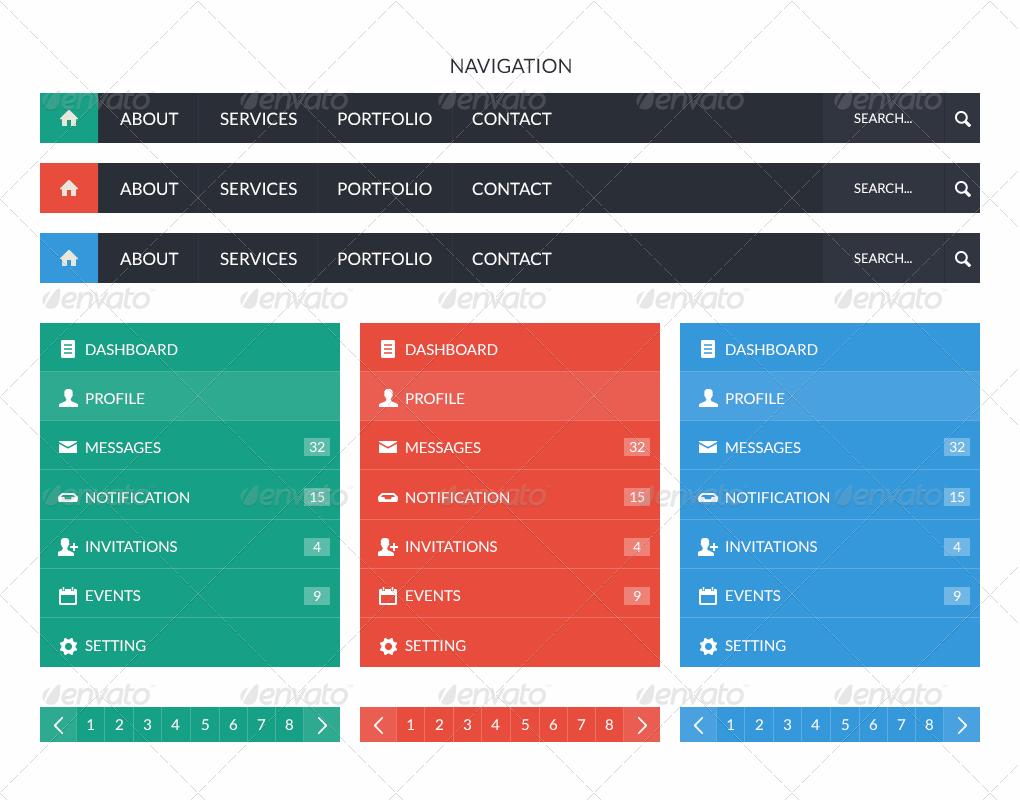 Flat UI Kit, Web Elements | GraphicRiver